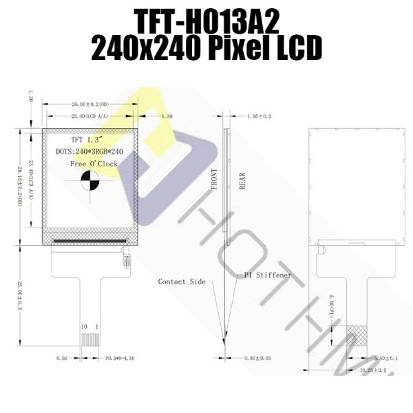 Quality 1.3 Inch TFT LCD | 240x240 Square Display Module ST7789H2 for sale