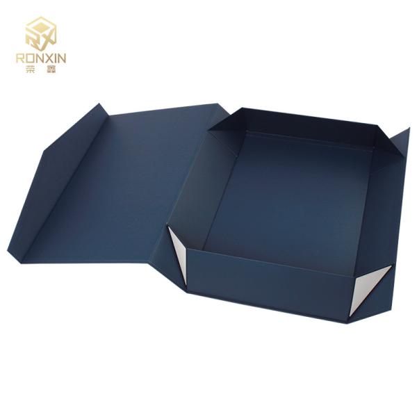 Quality Rectangle Foldable Magnetic Flap Gift Box , Book Style Box Dark Blue for sale