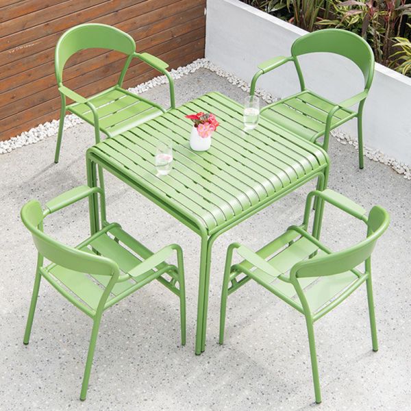 Quality Modern Design Style NO Folded Dining Room Table Set Green Metal Outdoor Coffee and Chairs Bar for Courtyard for sale