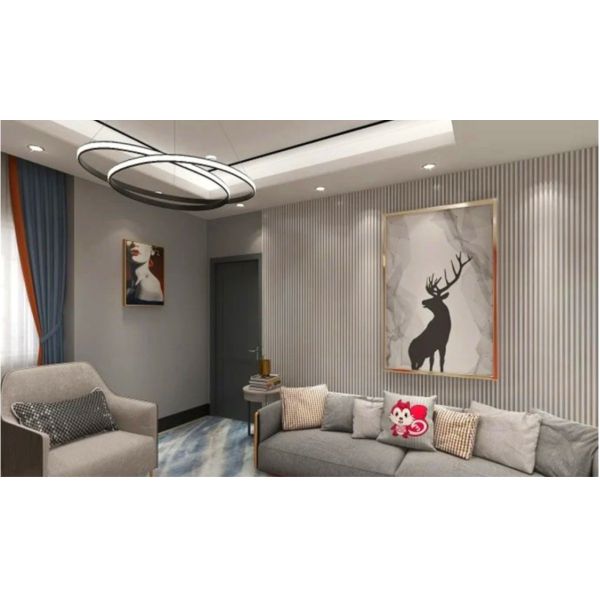 Quality Scene Display WPC Laminated Fluted Flat Wall Panel for Indoor Interior for sale