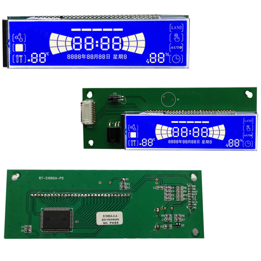 Custom Size Lcd Screen 7 segment lcd display HTN blue with White backlight for water machine