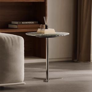 Quality Marble Top Stainless Side Table Bedroom Stainless End Table for sale