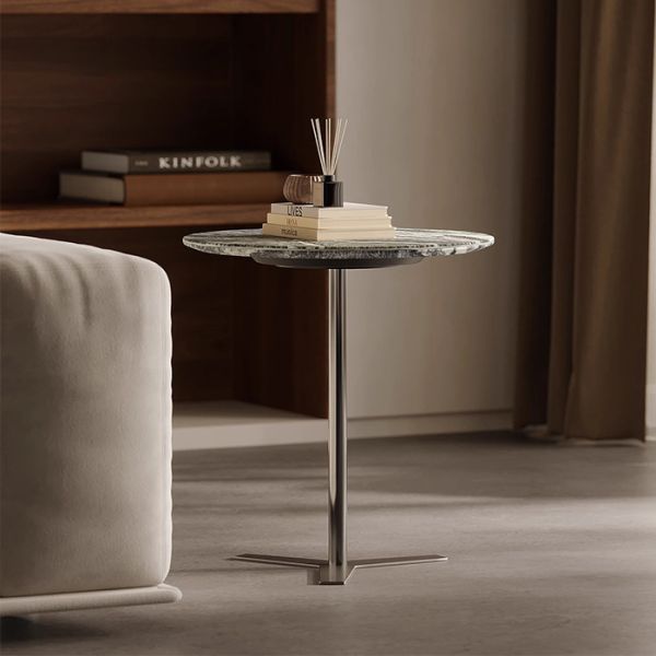 Quality Marble Top Stainless Side Table Bedroom Stainless End Table for sale