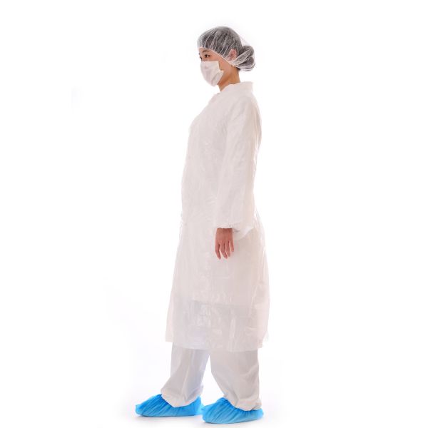 Quality Waterproof Disposable PE Visitor Coat Set With ISO9001 Certified for sale