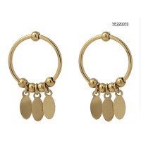 Quality Luxury Decoration Round Tassel Earrings Stainless Steel Gold Drop Earrings for sale