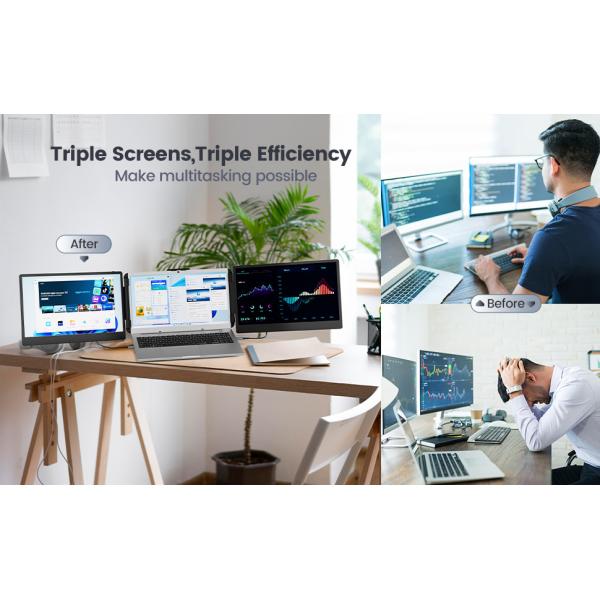 Quality LCD Triple Laptop Display Extender Portable Monitor Android Linux for sale