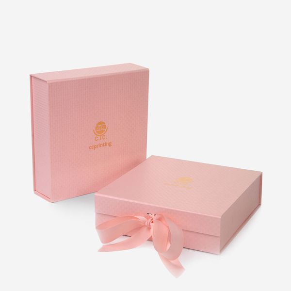 Quality Pink Magnetic C1S C2S Foldable Packaging Box With Ribbon Closure for sale