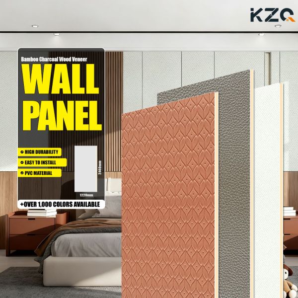 Quality Customized Solid Color Texture Wall Panel Bamboo Charcoal Wood Veneer For Hotel Decoration for sale