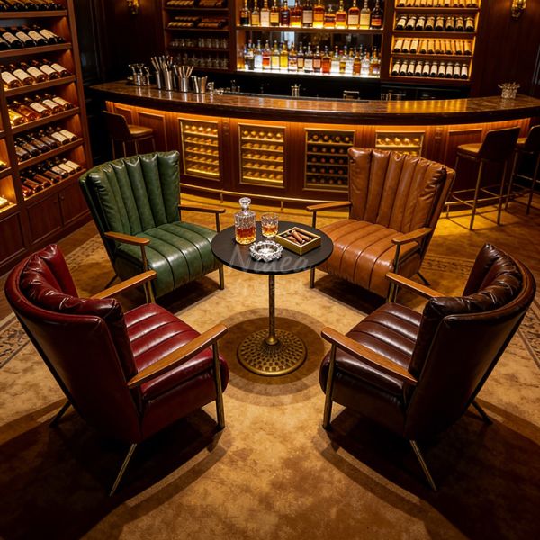 Quality Nidea #960 Vintage-style Single Armchair Retro Waxed Leather  Chair Wrought Iron American Godfather tiger Chair for sale