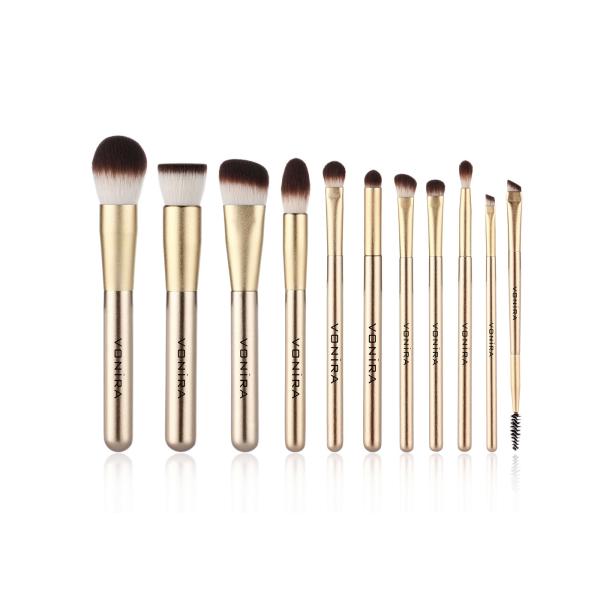 Quality Vonira Gold Synthetic Makeup Brushes 11pcs With Private Label for sale