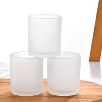 Quality Luxury Empty Wedding Candle Jars , Frosted Candle Jars With Wooden Lids for sale