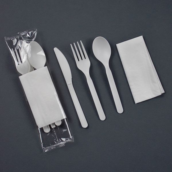 Quality 6inch Biodegradable Cornstarch Tableware Individually Wrapped Disposable Cutlery for sale
