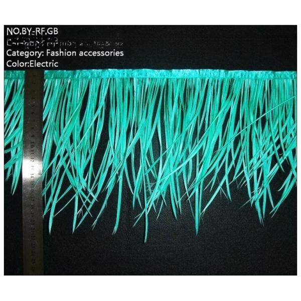 Quality Dyed Spiky Goose Biot Feather Fringe Trim with Satin Ribbon Tapes Chicken for sale