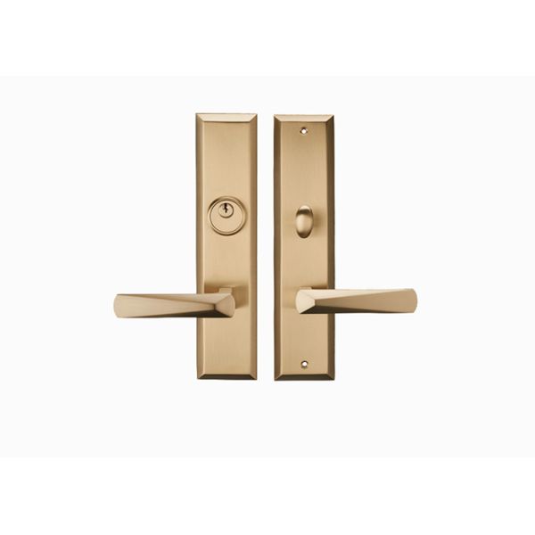 Quality Easy Installation Brass Single Cylinder Front Door Handleset for sale