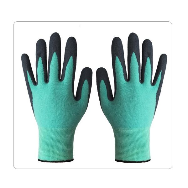 Quality Turquoise Green Nylon Spandex Knit Industrial Use Mechanics Safety Protective Latex Gloves for sale
