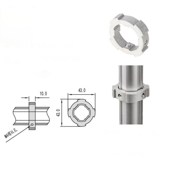 Quality DYE28-03 6005 T6 Aluminum Tube Fittings Lean Pipe Slider Horizontal Located Ring Slider Fixed Positioner for sale