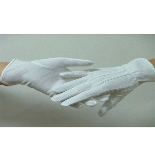 Quality Single Elastic Line Mens White Cotton Gloves Breathable For Laboratory Workers for sale