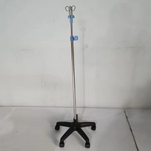 Quality Adjustable Height Stainless Steel IV Stand Infusion Pole Plastic Base With 5 for sale