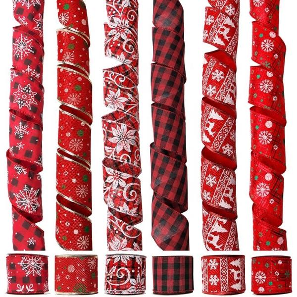 Quality Printed Wired Burlap Ribbons Customized for Christmas Gifts by MSD Ribbon 2.5 for sale