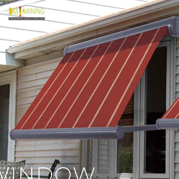 Quality Aluminum Drop Arm Electric Retractable Window Awnings Remote Control for sale