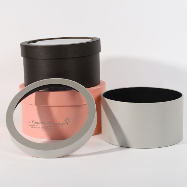 Quality Flower Tube Box Packaging Round Top Window Cylinder Elegant Gift Box for sale