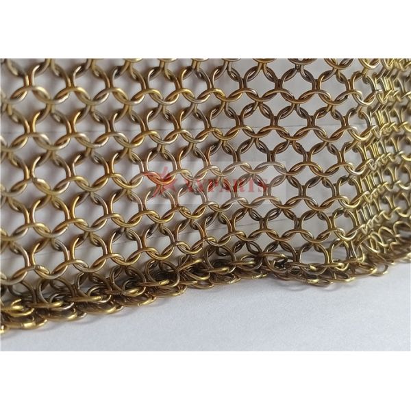 Quality Gold Color Chainmail Mesh Curtain Stainless Steel For Interior Design for sale