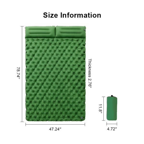 Quality Double Camping Pad For Sleeping Backpacking Sleeping Mat With Pillow for sale