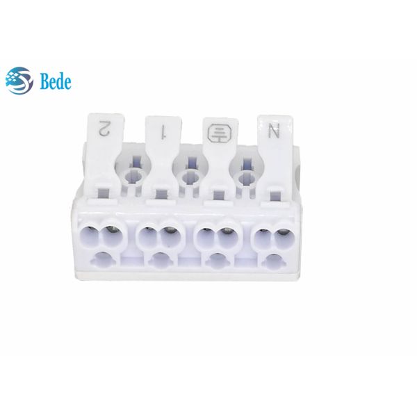Quality PA66 4 Poles Push - In Wire Connector Quick Terminal Blocks Lever Nuts 450V 16A for sale