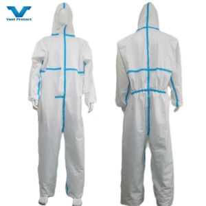 Quality 55GSM Waterproof Microporous Protective Clothing Hooded Coverall for Function for sale