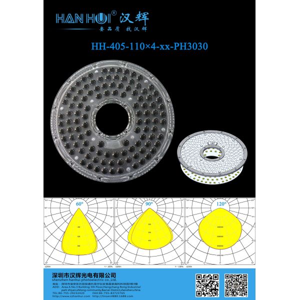 Quality 60°/90°/120° Available High Bay Light Lens 263.03×9mm 440pcs 3030/2835LEDs Heat-Resistant for sale