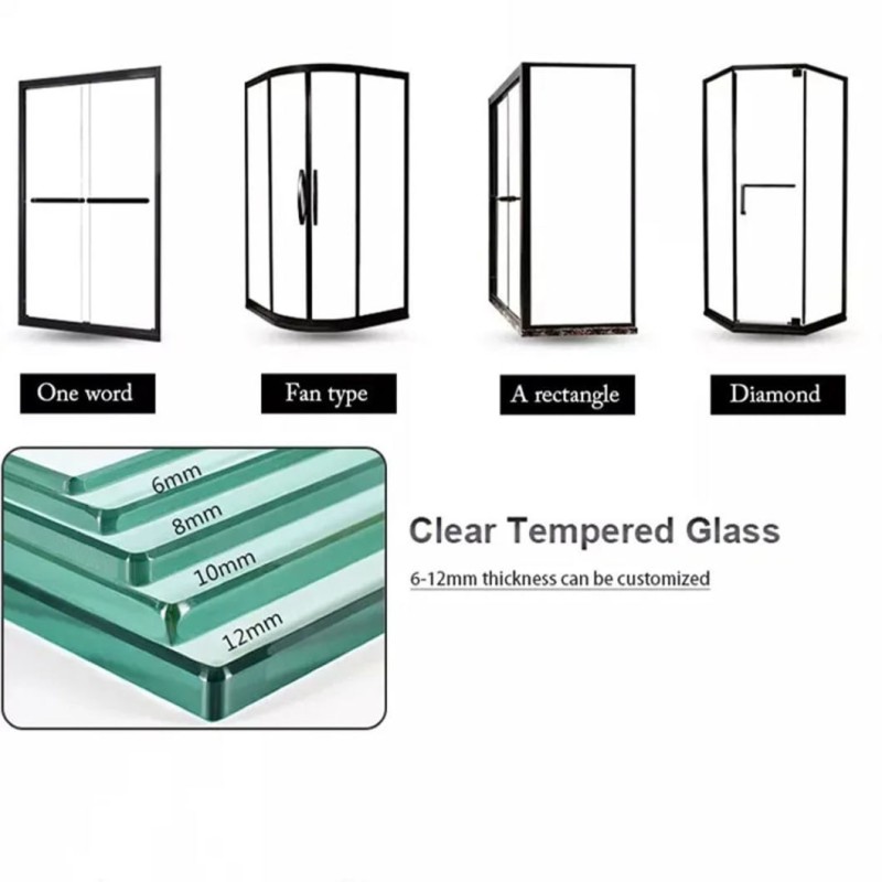 Modern Design High Quality Bathroom 6mm Tempered Small Shower Screen Silver Pivot Shower Door