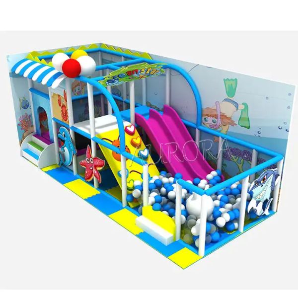 Quality Blue Kids Ocean Theme Indoor Playground Equipment Water Proof for sale