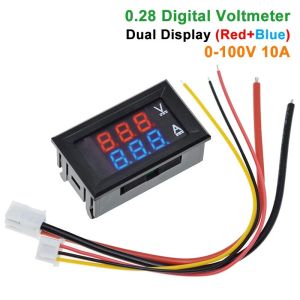 Quality DC 0-100V 10A Digital Volt Amp Meter Ac 0.28" Red Blue Drive IC for sale