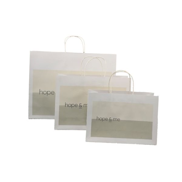 Quality Natural White Kraft Paper Bags For Gift Packaging Fashionable Appearance for sale
