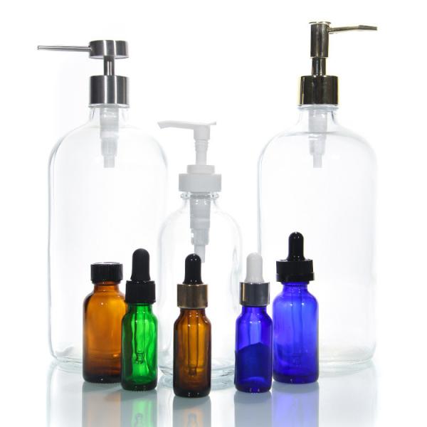 Quality Brown Amber Glass Lotion Bottles 16oz 200ml 480ml OEM for sale