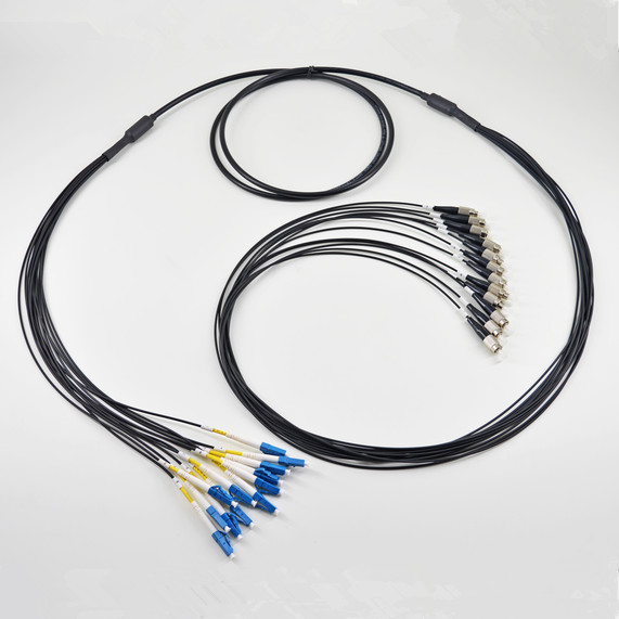 Quality Outdoor Tactical Armored Fiber Optic Patch Cord 12 Cores LC/UPC To ST/UPC Single for sale