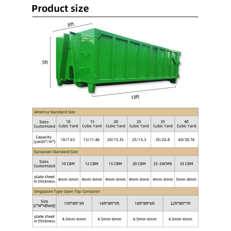 Roll off dumpster container interior view