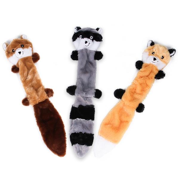Quality Manufacturer no stuffing squeaky fox squirrel raccoon bea for sale