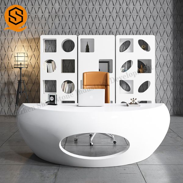 Quality High Glossy Curved Edge CEO Office Desk Modern Salon Office Furniture for sale