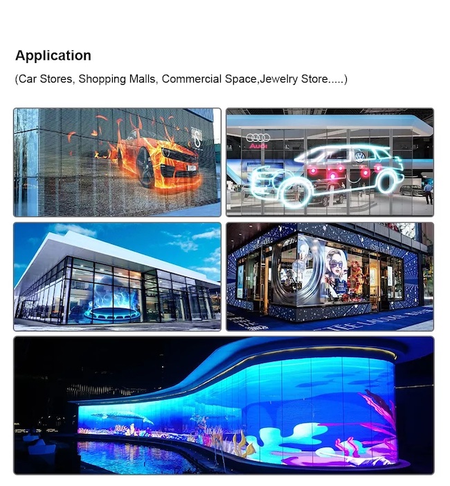 P7.8-7.82mm Advertising Transparent LED Display Panel Glass Window TV Curtain 1