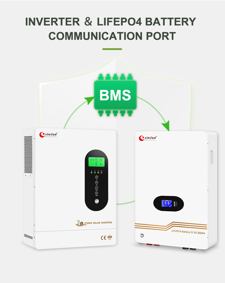 inverter hybrid 8kw and lifepo4 battery communication function
