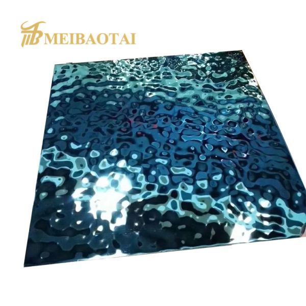 Quality Super Mirror Polished PVD Blue Coated Water Ripple Stainless Steel Sheet GB Standard 2m Length for sale