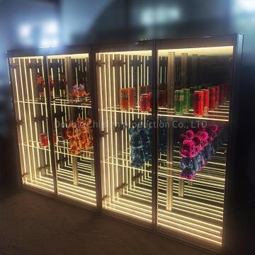 Quality Eye-Catching High Brightness LED Light Glass Display Case for Wine and Beer for sale