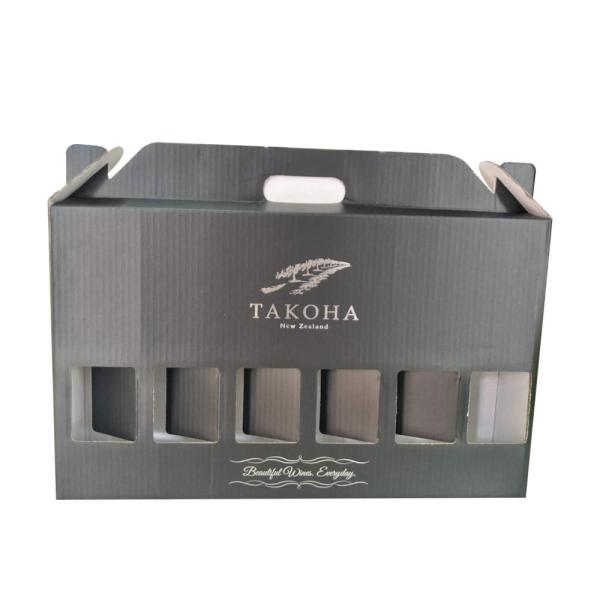Quality Corrugated Board 6 Pack Bottle Beer Carrier Custom Size Wine Boxes for sale