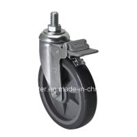 Quality Edl Medium 6" 130kg Threaded Brake PU Caster Z5746-77 with Ball Bearing in Grey for sale