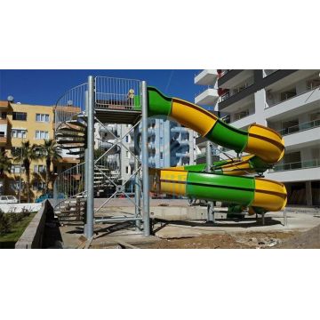 Quality 3 Meters High Open Body Slide, Green And Yellow Swimming Pool Slide for sale
