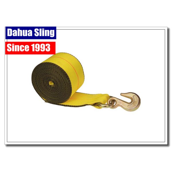 Quality 20000Lb Yellow Tow Strap , Winch Extension 12 TON 4WD Tow Strap With Hooks for sale