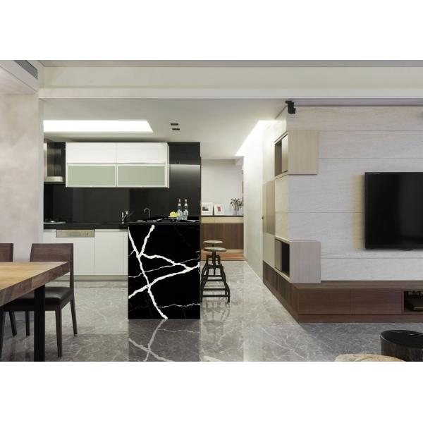 Quality Black Quartz Kitchen Countertops Engineered Stone Slabs Heat Resistance AB8012 for sale