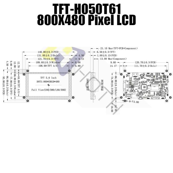 Quality 5 Inch 800x480 High Brightness TFT LCD Display Module For Raspberry Pi for sale