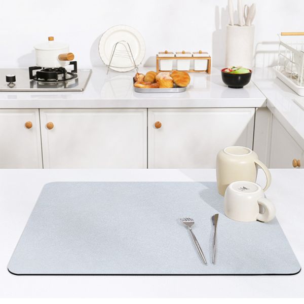 Quality 16'' x 24'' Blue Kitchen Mat Magical Absorbent Dish Draining Mat for Table for sale